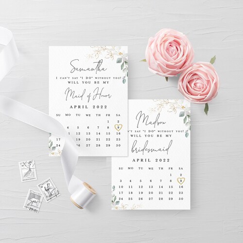 Printable Calendar Proposal Card Template Will You Be My - Etsy