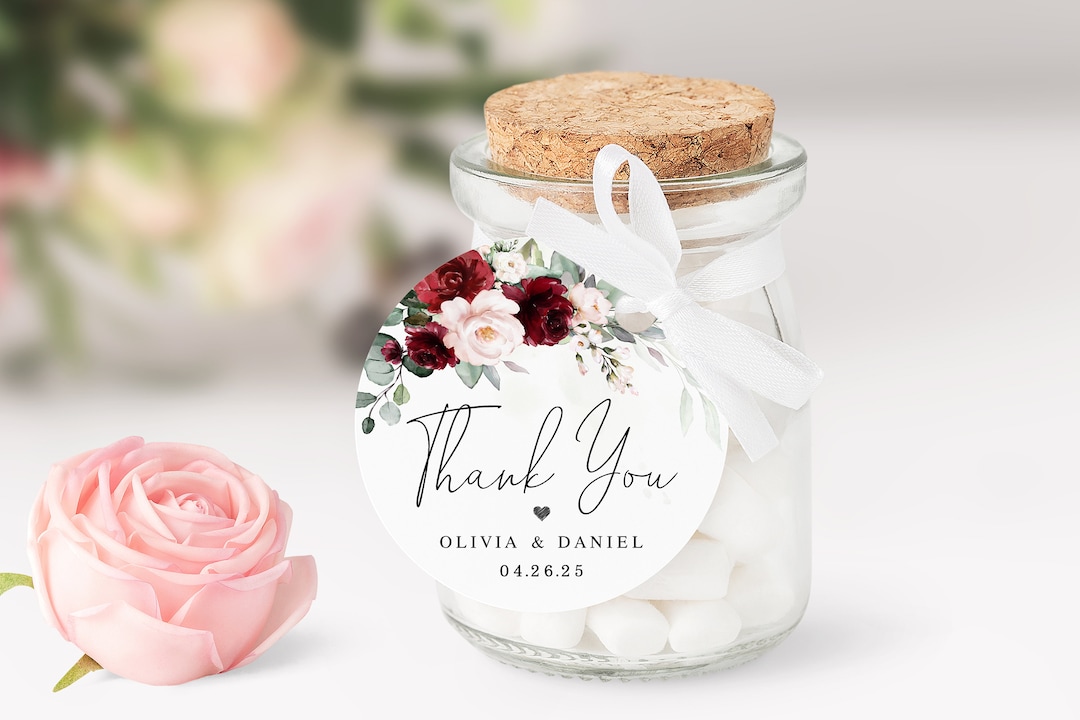 Burgundy Gift Tag Burgundy Round Tag Template Round Gift Tag Printable ...