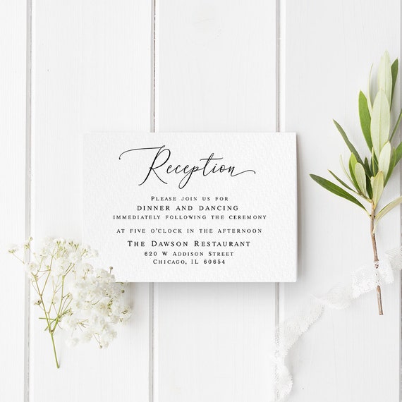 Reception Card Template Fully Editable Insert Card Printable - Etsy