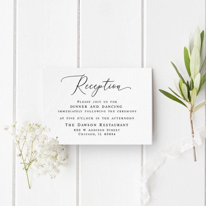 Reception Card Template Fully Editable Insert Card Printable | Etsy
