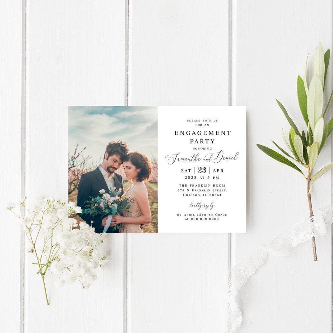 Photo Invitation Template Editable Engagement Party Invite Printable ...