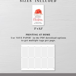 Santa Hat Gift Tag Editable Template Christmas Gift Tag Printable ...