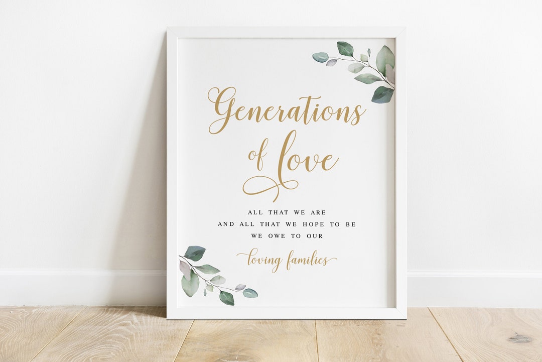 Generations of Love Wedding Sign Editable Template to Our Family Sign ...