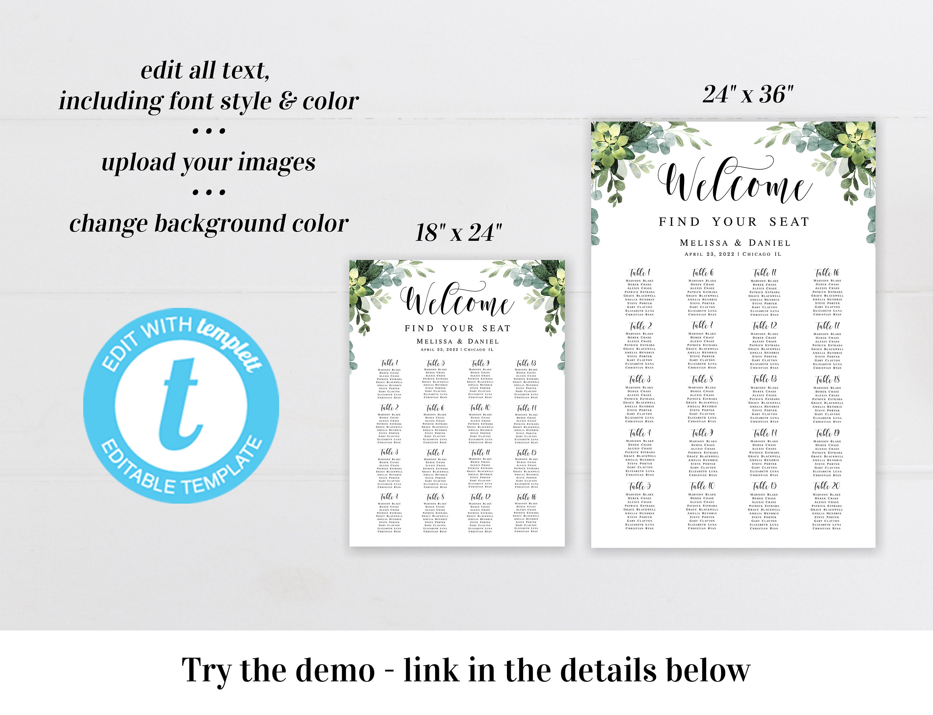 Minimal Wedding Welcome & Seating Chart Board Sign Set | Personalized ...