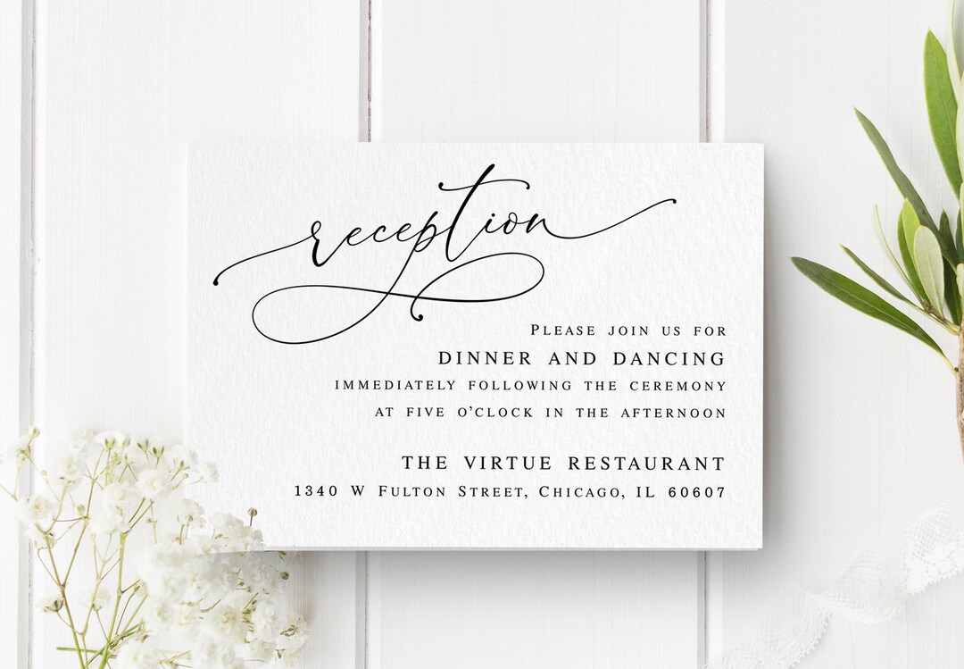 Reception Card Template Editable Insert Card Printable Wedding ...