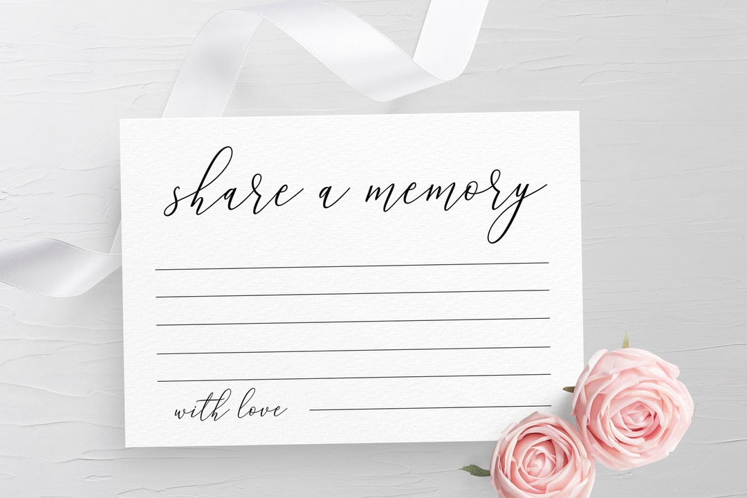 Share a Memory Card Template Fully Editable Printable Funeral Card ...