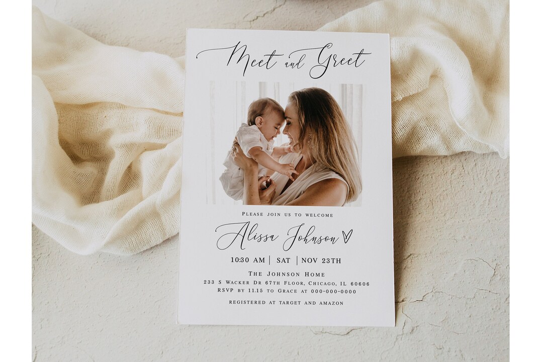 Meet and Greet Invitation Template Editable Welcome Baby - Etsy