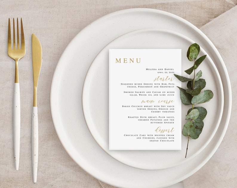Wedding Menu Card Fully Editable Template Printable Reception - Etsy