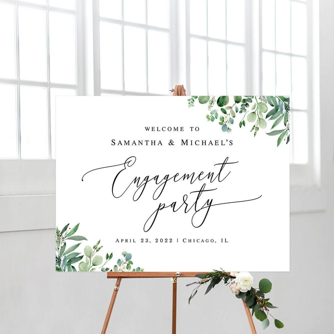 Welcome Engagement Party Sign Template Editable Signs Eucalyptus ...