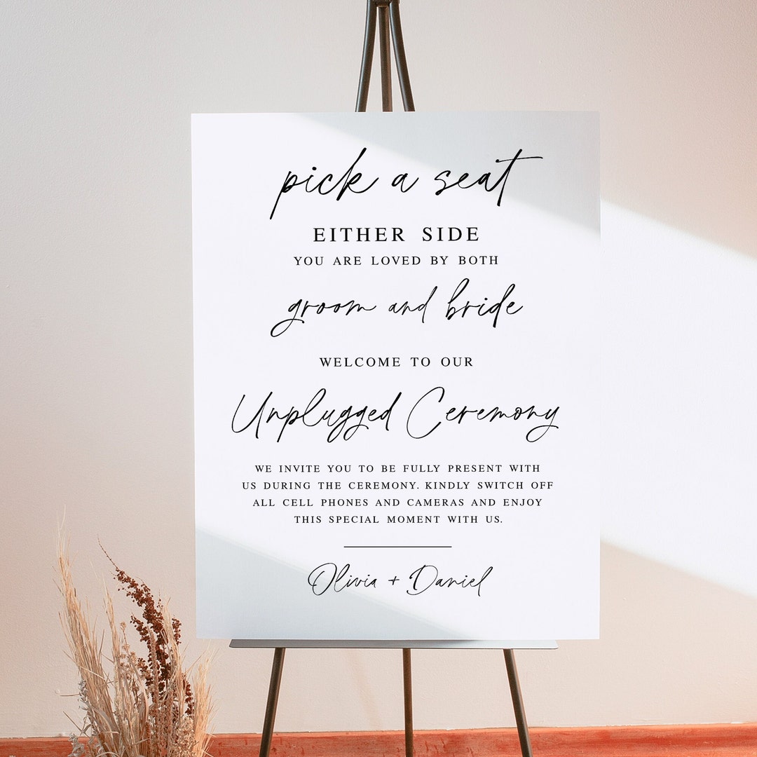 Welcome Unplugged Ceremony Sign Template Editable Wedding Welcome Sign ...