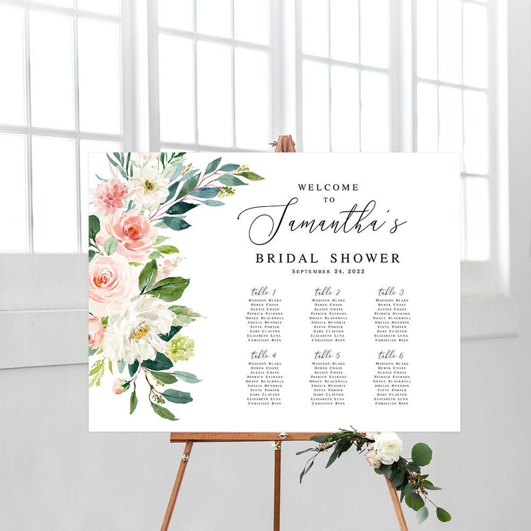 Small Seating Chart Welcome Bridal Shower Editing Template Hens Party ...