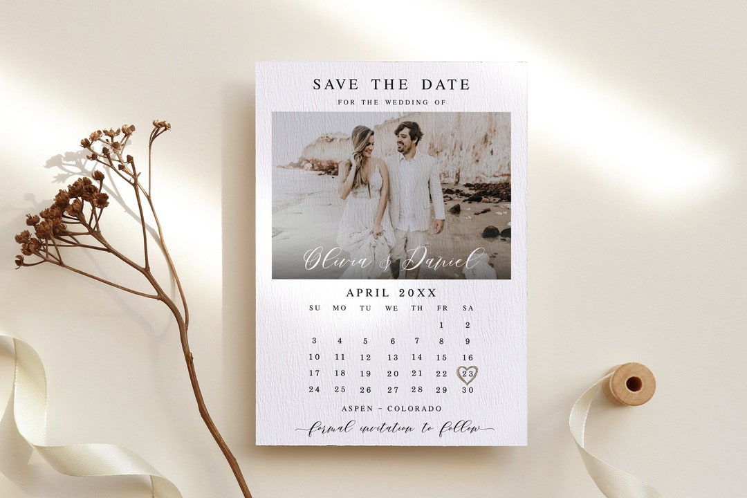 Photo Calendar Save the Date Template Editable Photo Save the Date ...