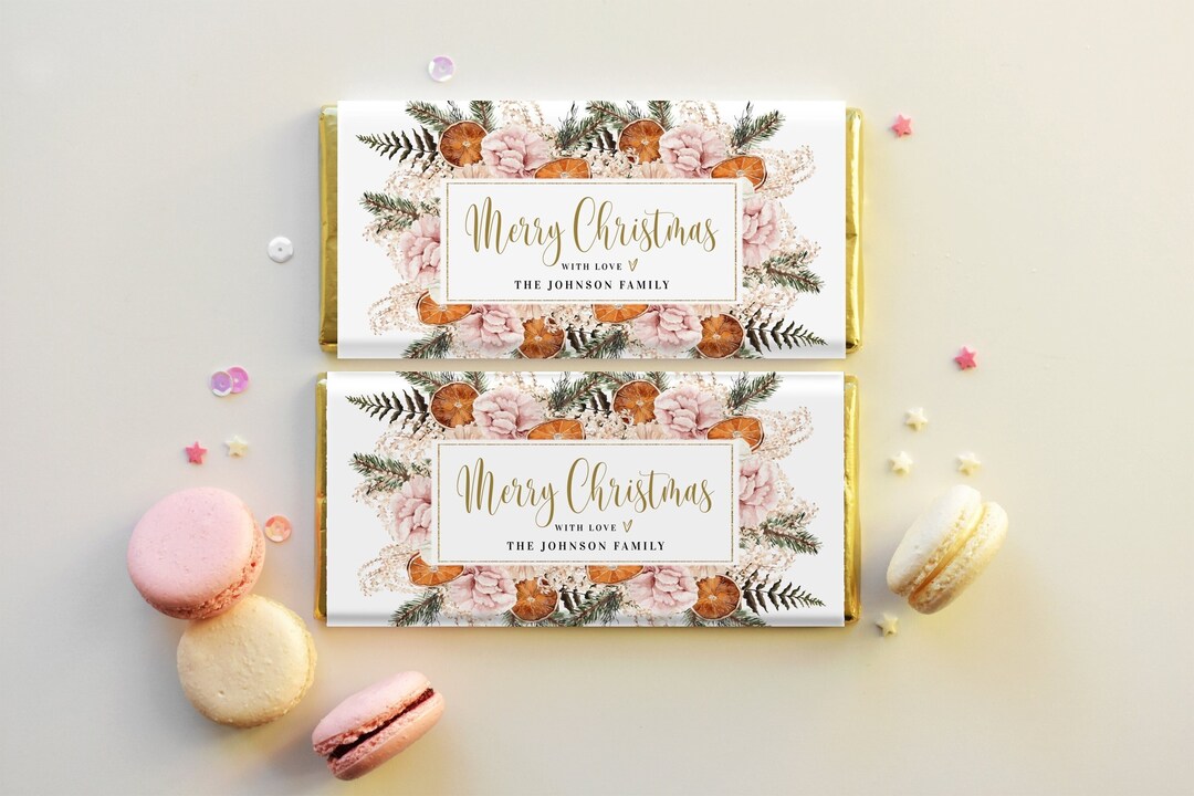 Christmas Chocolate Wrapper Template Editing Candy Bar Favor Label ...