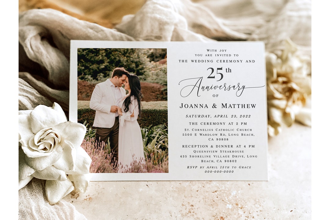 Wedding Anniversary Invitation Template Wedding Photo Invite Printable ...