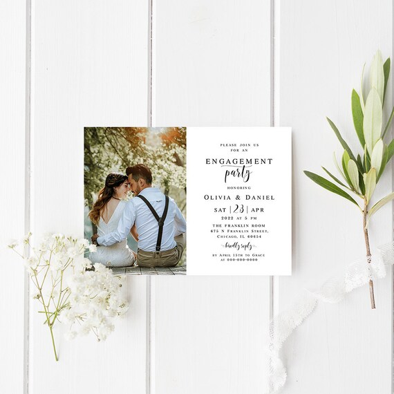 Engagement invitation template Fully editable With photo | Etsy
