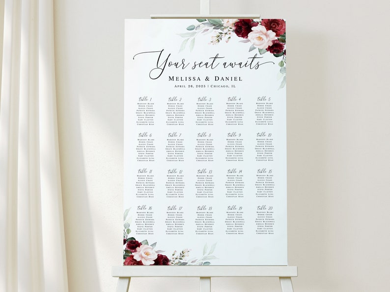 Seating Chart Poster Printable Editable Template Your Seat - Etsy