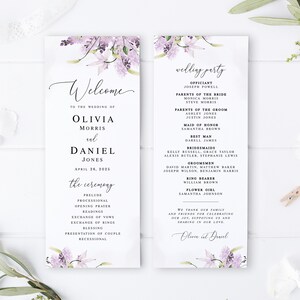 Lavender Wedding Program Editable Program Template Wedding Ceremony Floral Wedding Program ...
