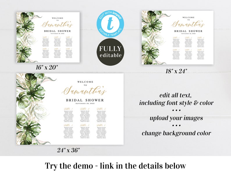 Small Seating Chart Template Editable Landscape Poster Welcome - Etsy