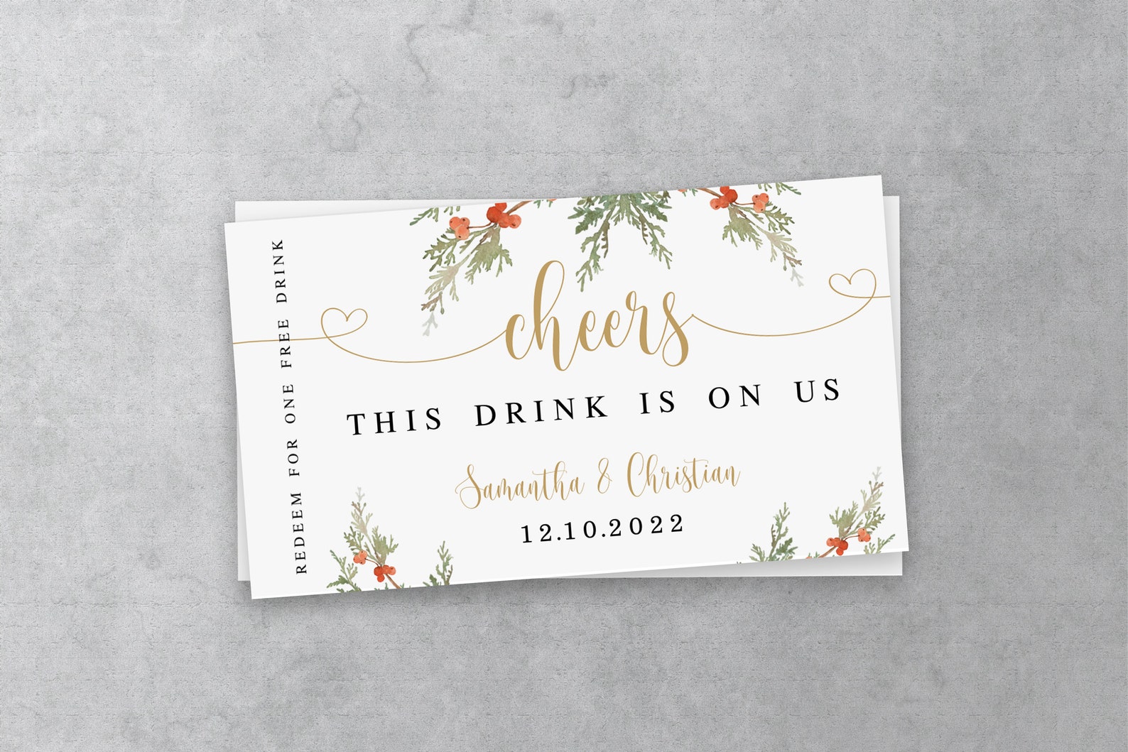 Drink Ticket Editable Template Free Drink Christmas Tokens Etsy