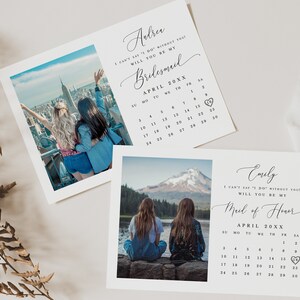 Сalendar Proposal Card With Picture Fully Editable Template Will You Be My Bridesmaid Proposal ...