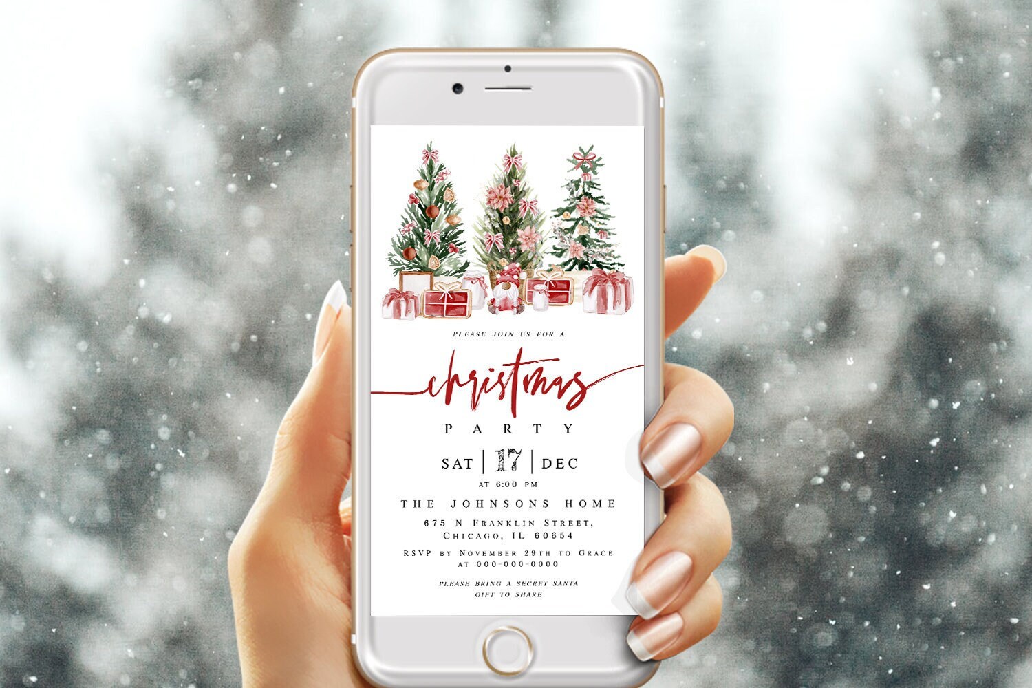Electronic Christmas Party Invitation Editable Template Text - Etsy