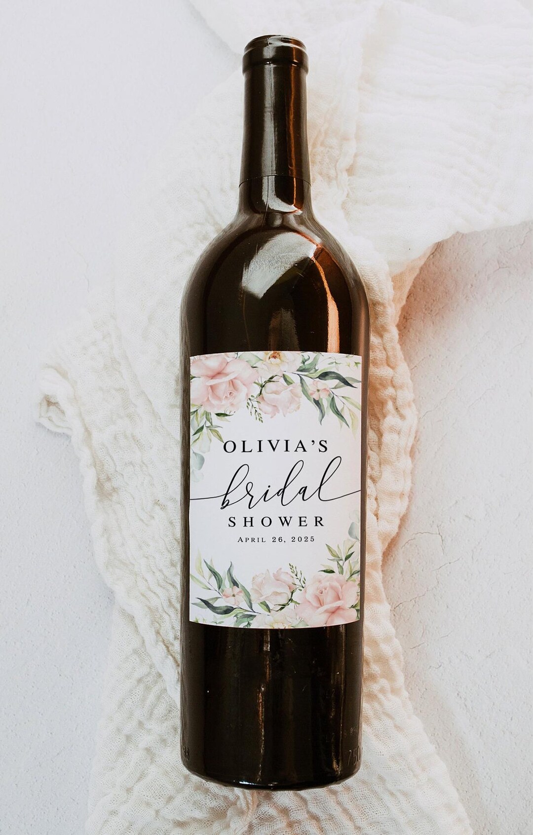 Floral Wine Labels Template Editable Wine Labes Pink Roses Wine ...