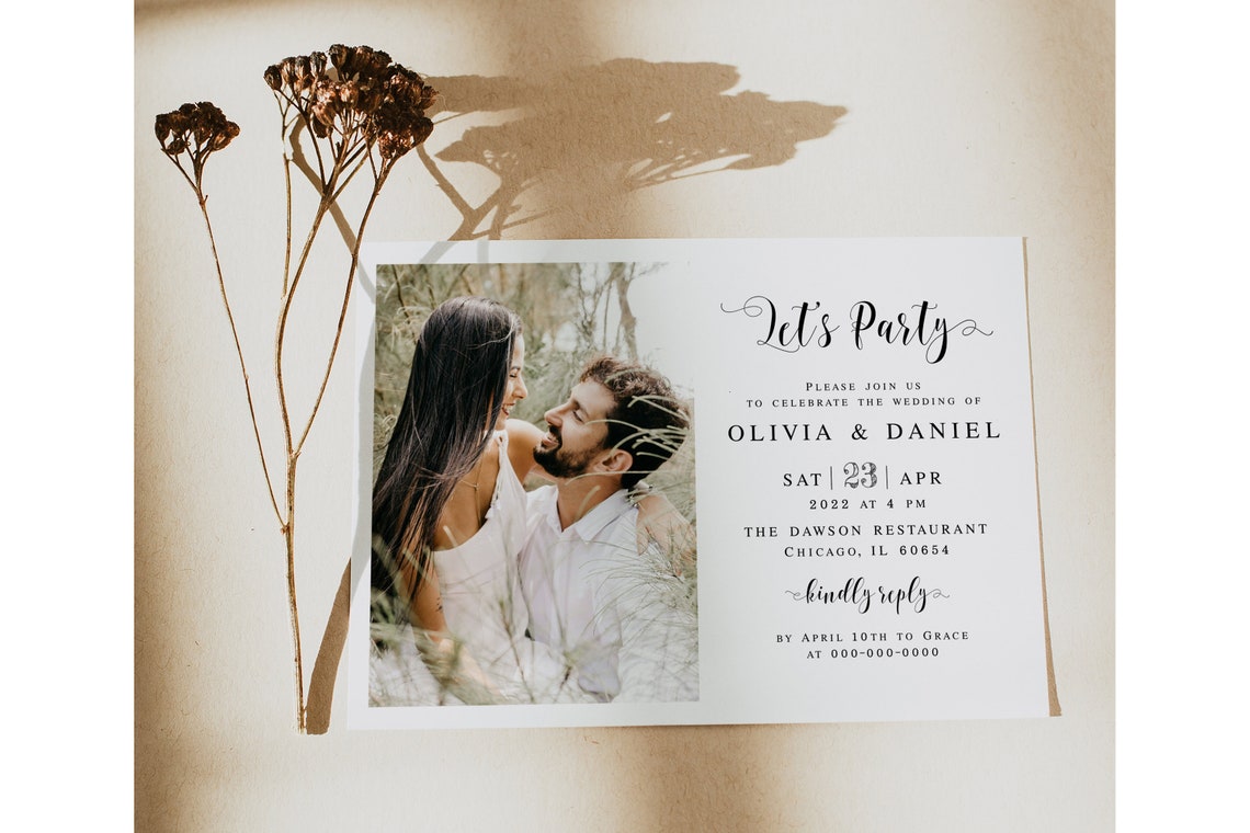 Photo Invitation Template Fully Editable Invite Lets Party - Etsy