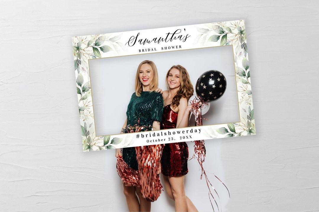 Gold Foliage Photo Prop Frame Template Greenery Photo Frame Bridal ...