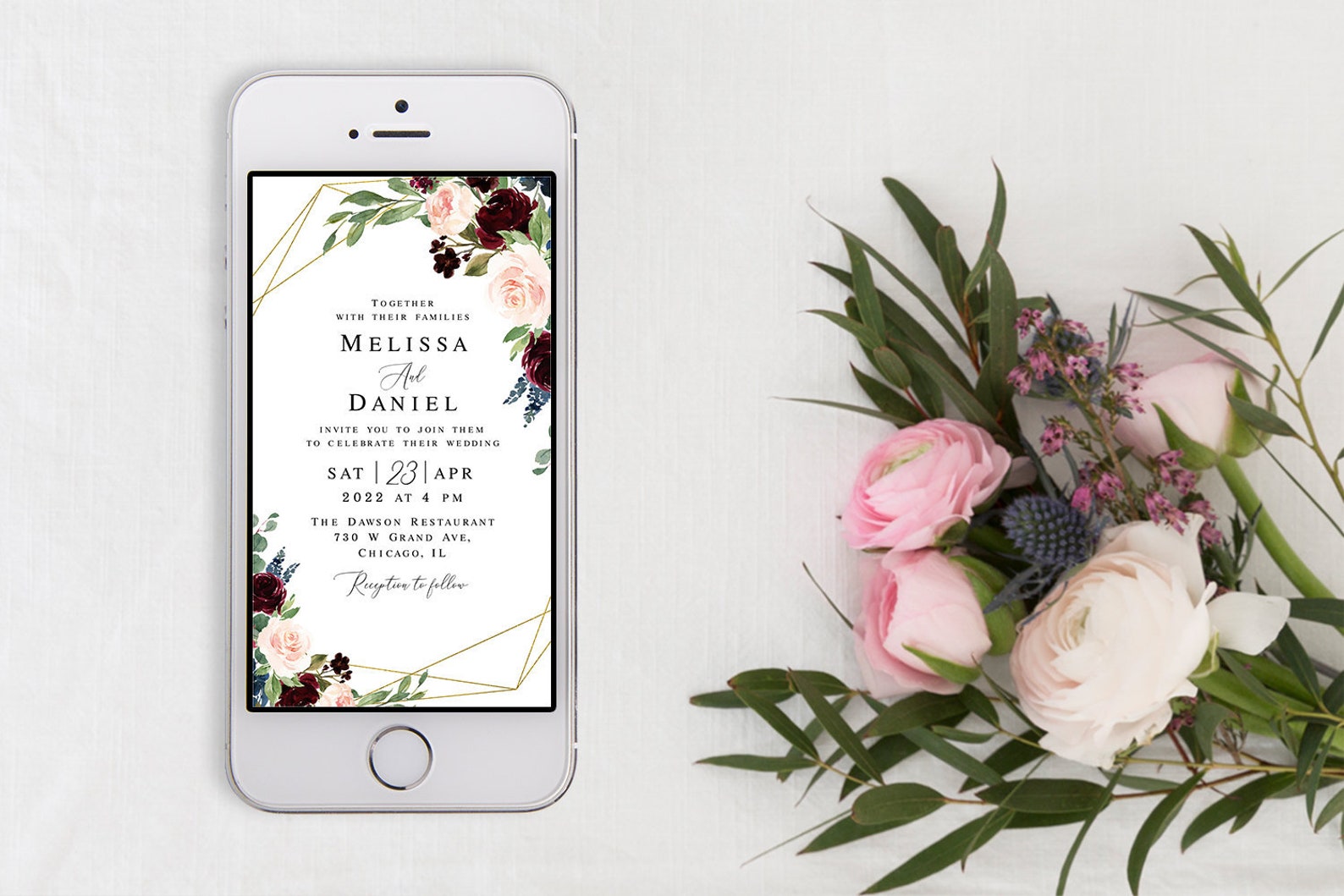 Electronic wedding invitation Text message invite Paperless | Etsy