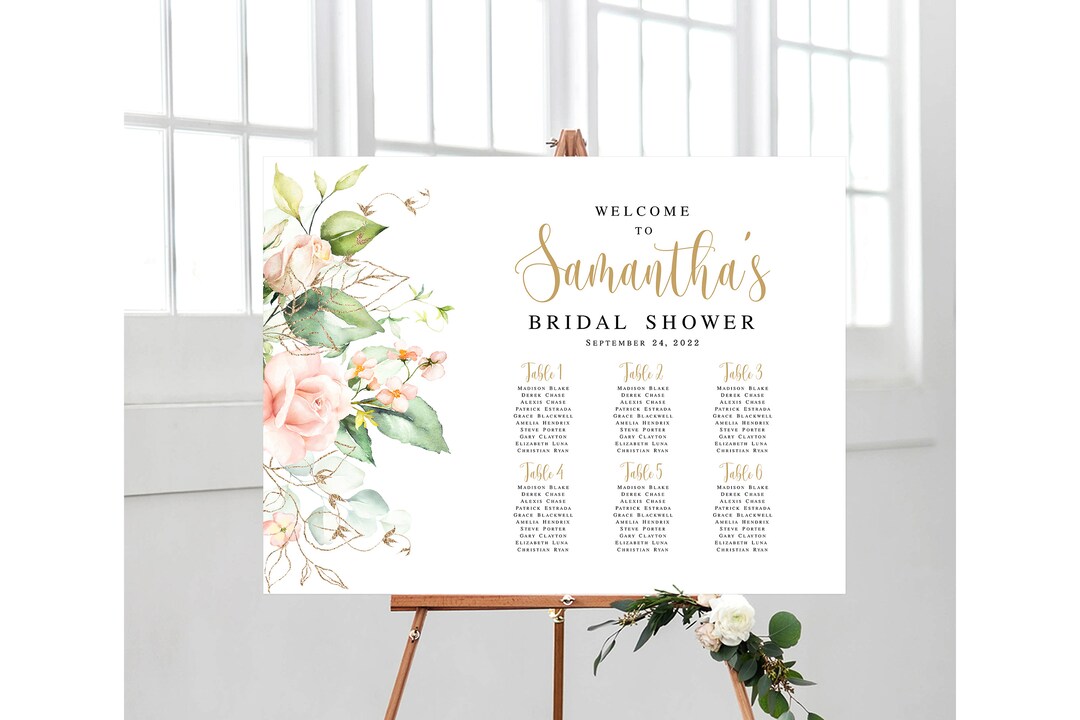 Floral Seating Chart Template Small Seating Chart Printable Hens Party ...