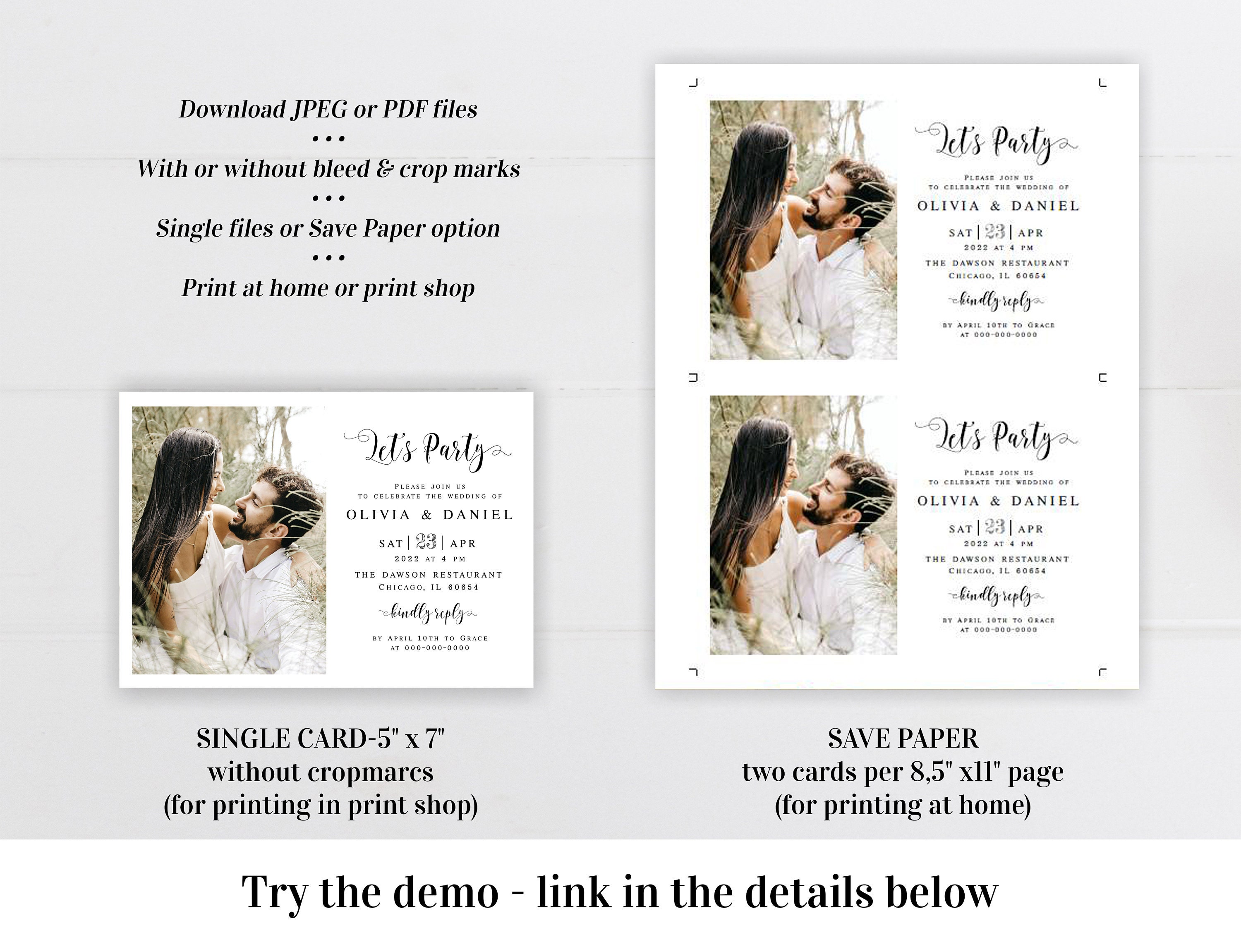 Photo Invitation Template Fully Editable Invite Lets Party - Etsy