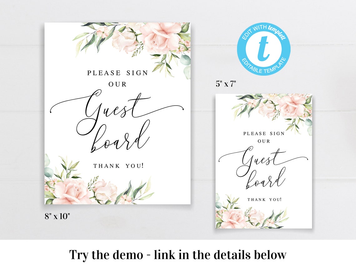 Please Sign Our Guest Board Sign Editable Template Wedding - Etsy
