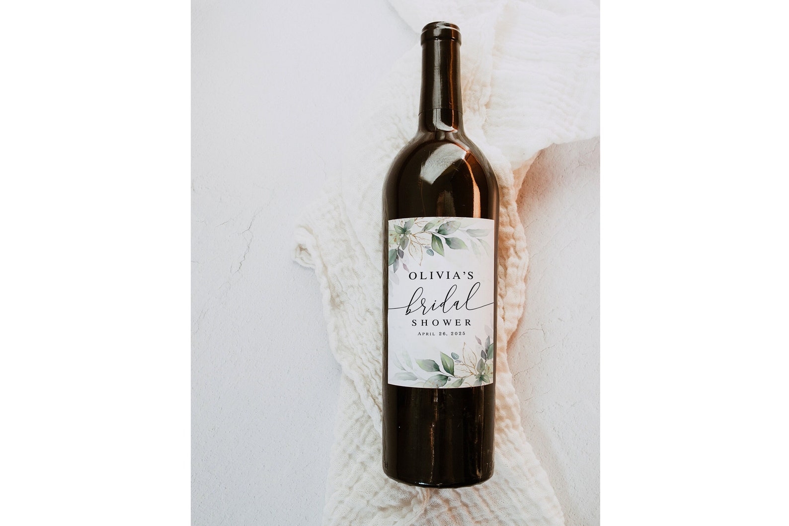 Greenery Bottle Labels Editable Template Bridal Shower Favor - Etsy
