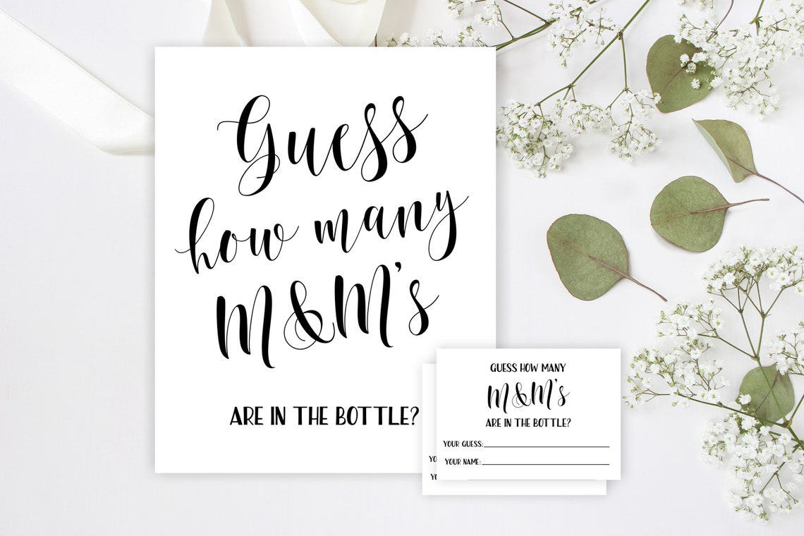 Guess How Many M&ms Are in the Bottle Sign Fully Editable Template Baby ...