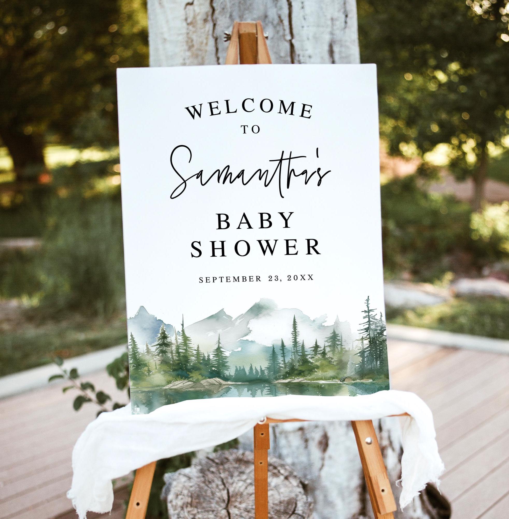 Mountains Baby Shower Welcome Sign Customizable Template Lake Forest ...