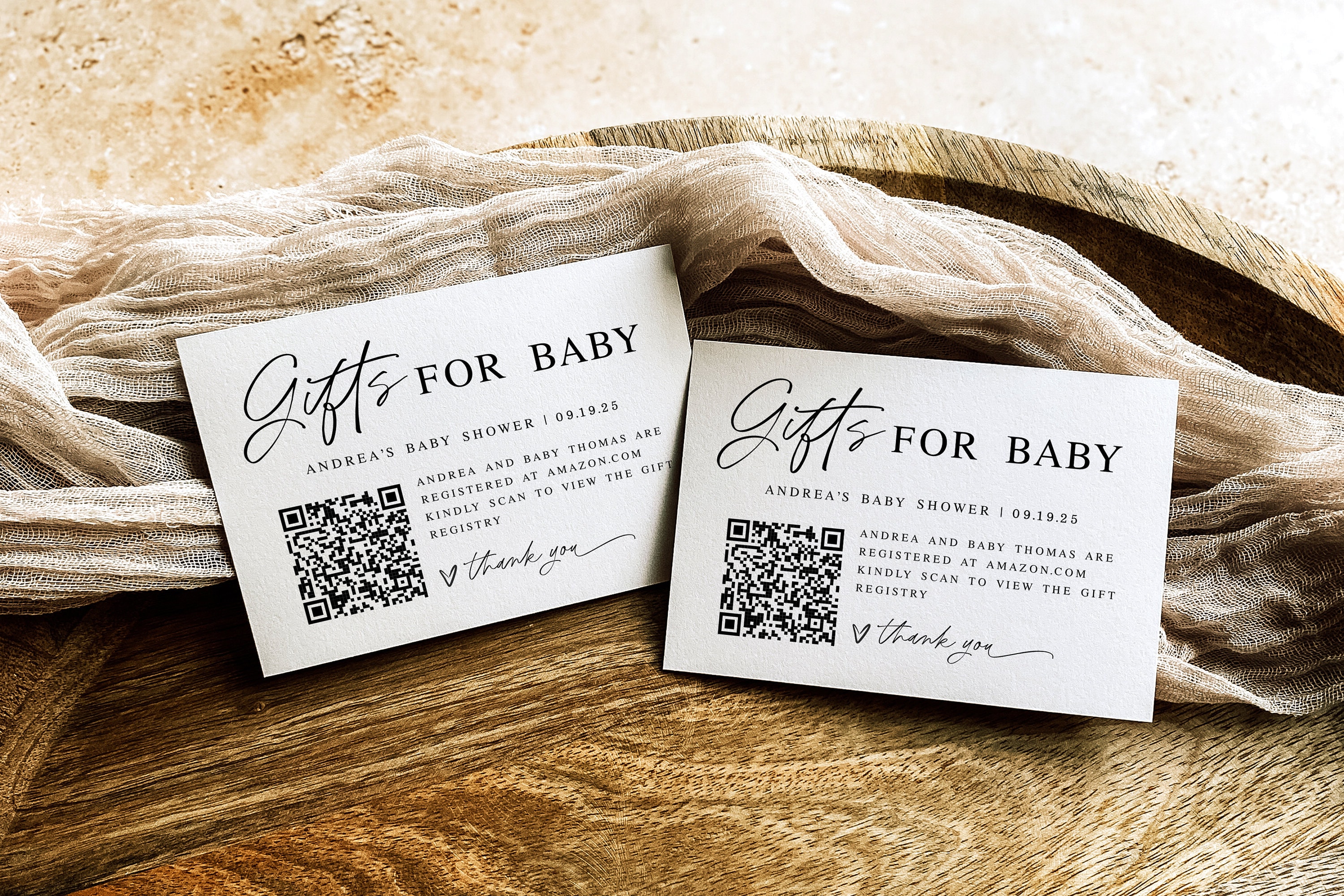 Baby Shower Registry Card With QR Code Baby Registry Announcement ...
