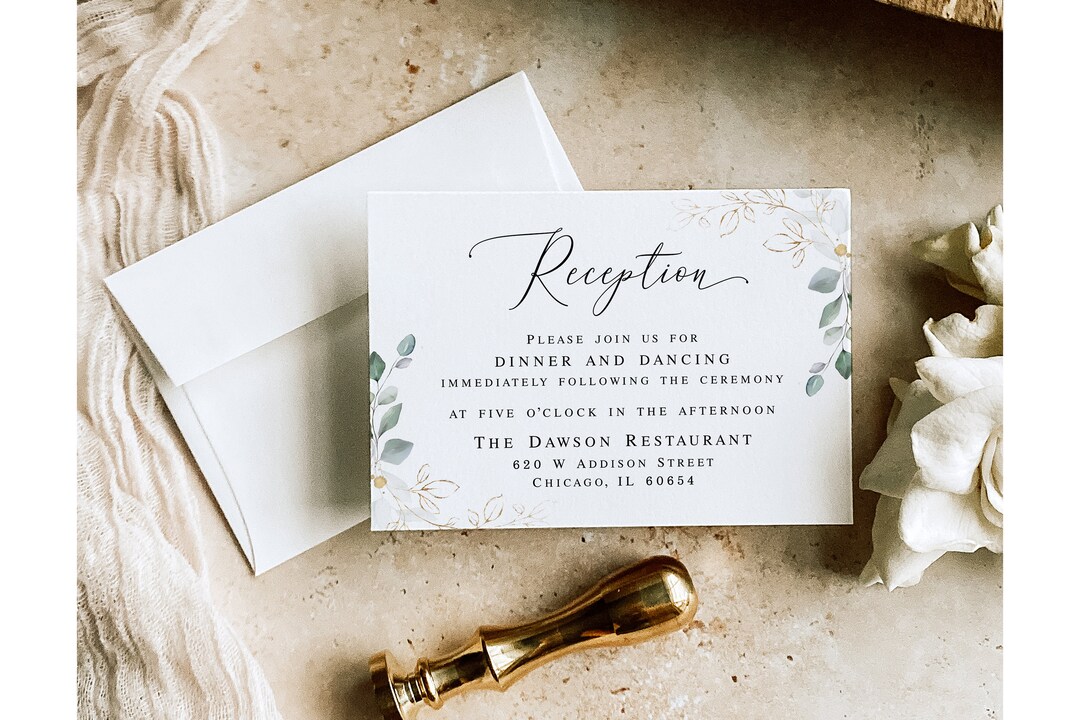 Reception Card Template Editable Insert Card Wedding Invitation ...