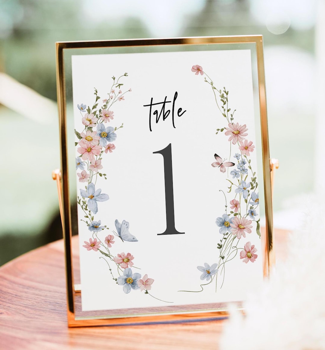Floral Table Number Card Template Editable Table Number Card Wildflower ...
