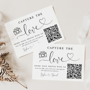 Capture the Love Card Template Printable Editable Wedding Photo Card QR ...