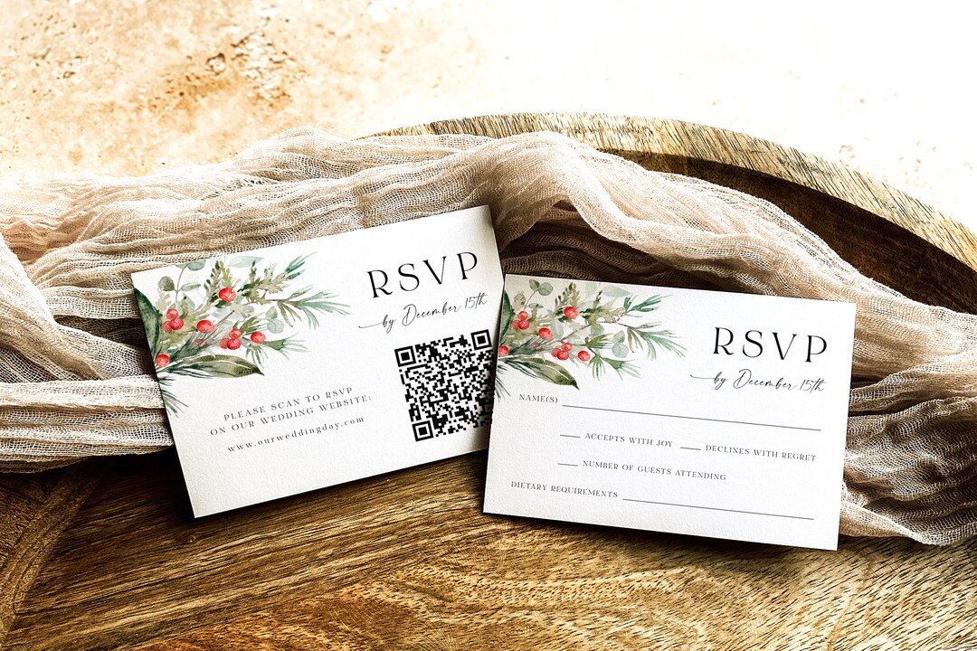 Christmas RSVP Card Template Editable RSVP Card Rehearsal Dinner ...