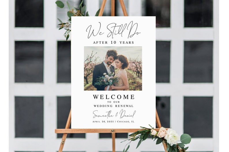Modern Wedding Vow Renewal Welcome Sign With Photo Customizable ...