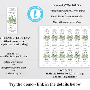 Mint to Be Label Template Printable Editable Eucalyptus Label ...