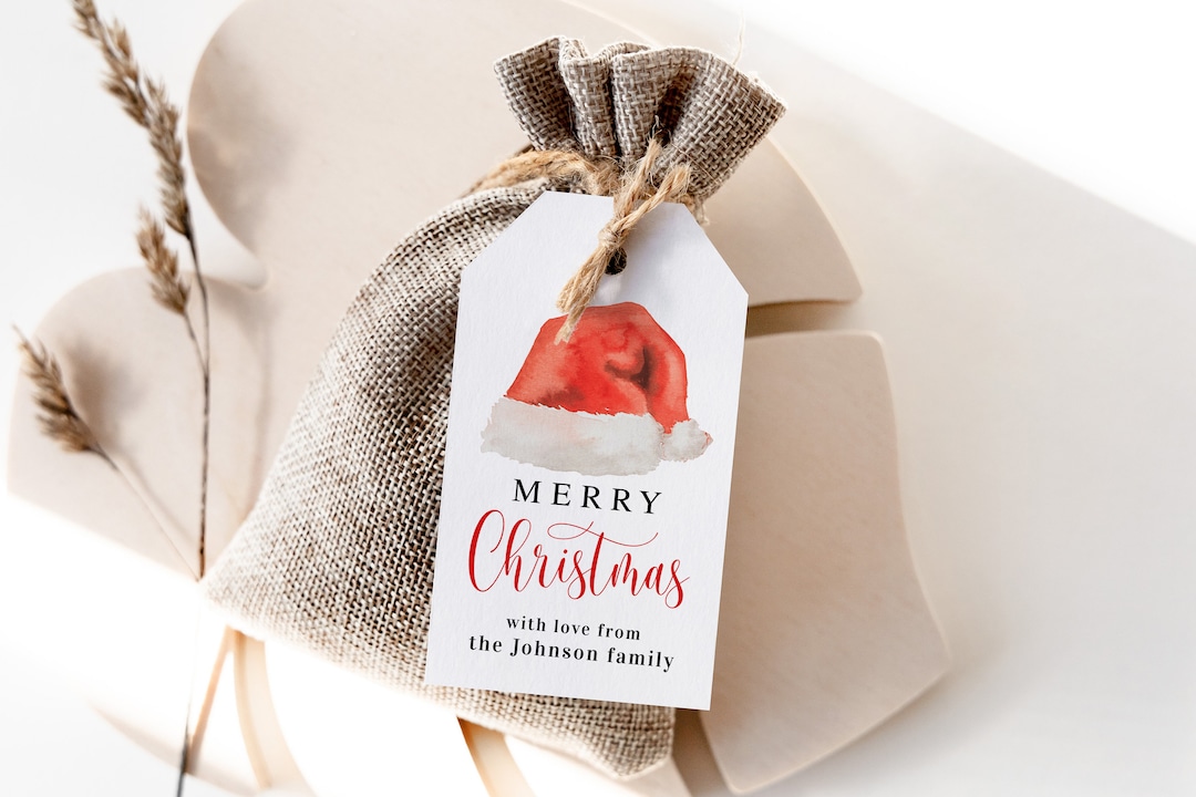 Santa Hat Gift Tag Editable Template Christmas Gift Tag Printable ...