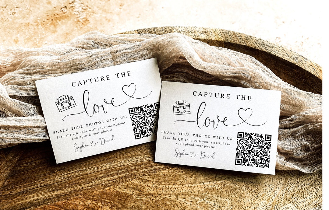 Capture the Love Card Template Printable Editable Wedding Photo Card QR ...