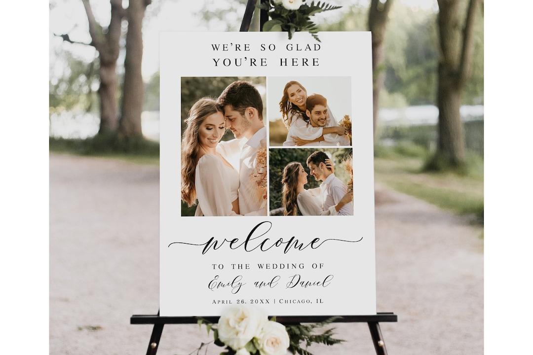 Wedding Photo Welcome Sign Self-editing Template 3 Pictures Welcome ...