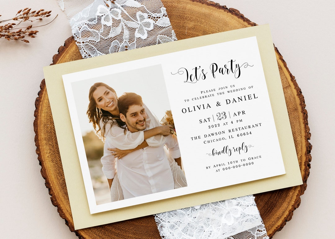 Photo Invitation Template Fully Editable Modern Photo Invite Lets Party ...