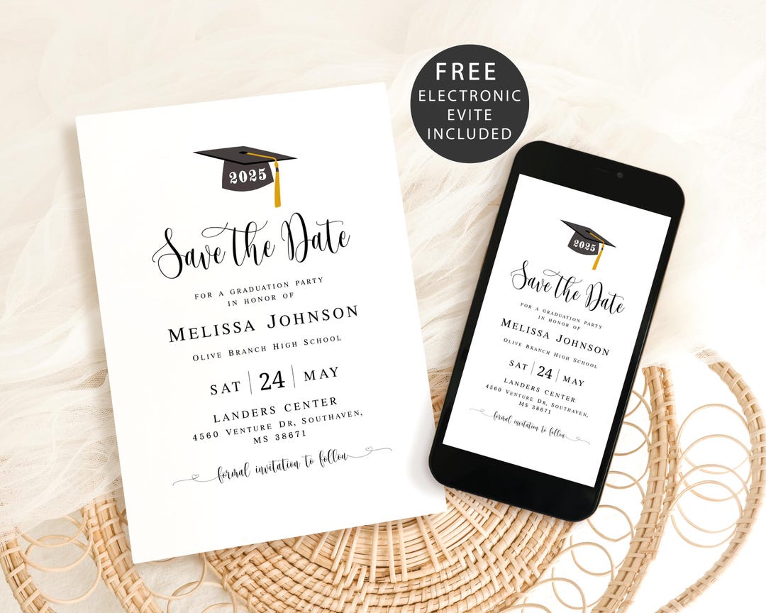 Save the Date Graduation Template Printable Editable Graduation Save ...