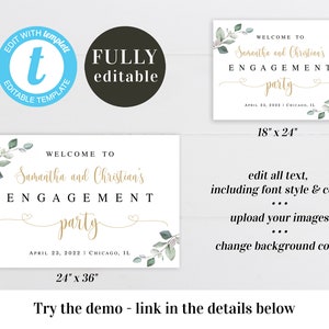 Welcome Sign Fully Editable Template Engagement Party Welcome - Etsy