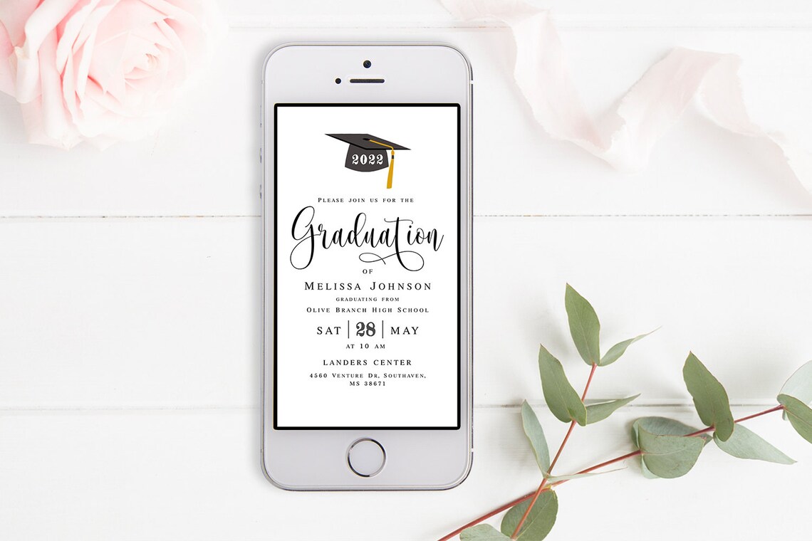 Electronic Graduation Invitation Self-editing Template College - Etsy