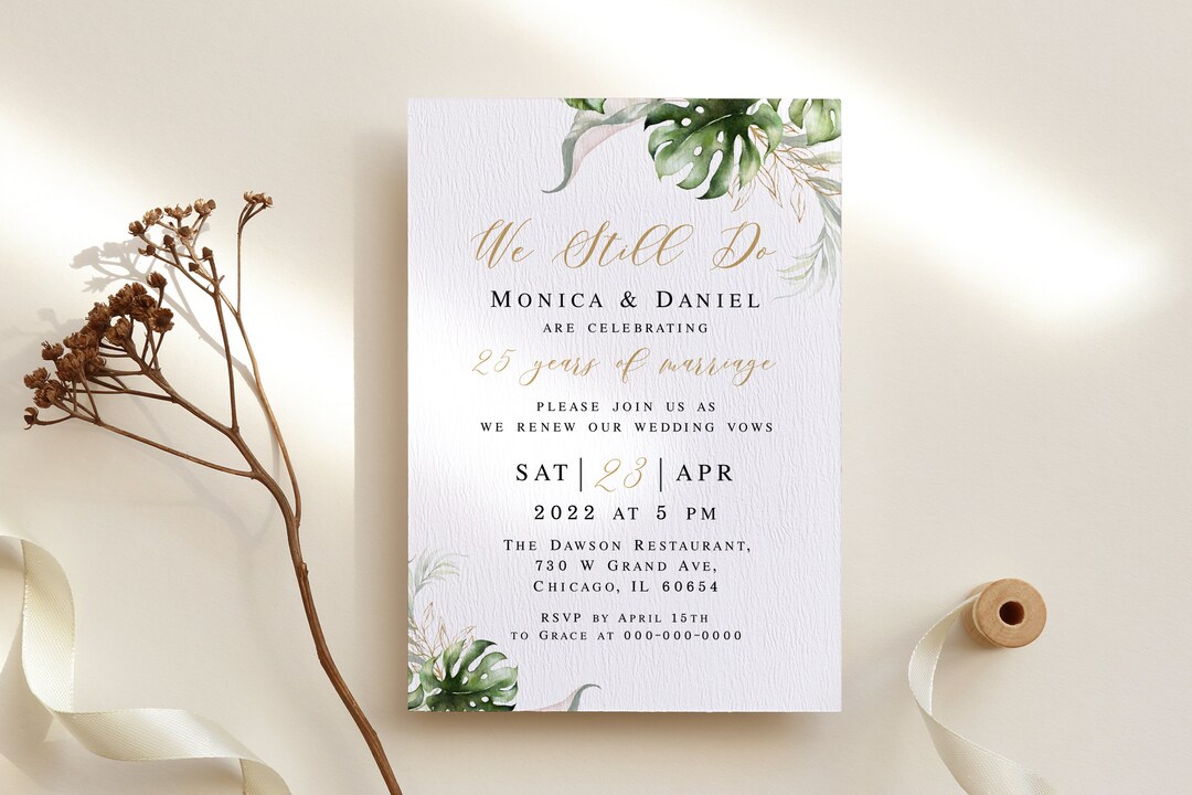 Greenery We Still Do Invitation Template Renewal of Vows Printable ...
